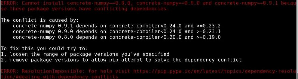 Cannot Install concrete-numpy or concrete-ml - Zama Concrete ML - Zama community forum and support